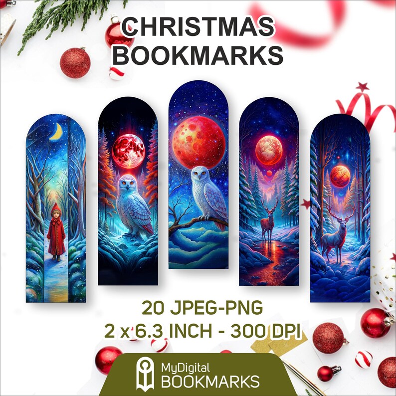 Christmas Bookmarks, Printable Christmas Bookmarks, Merry Christmas, 4 ...