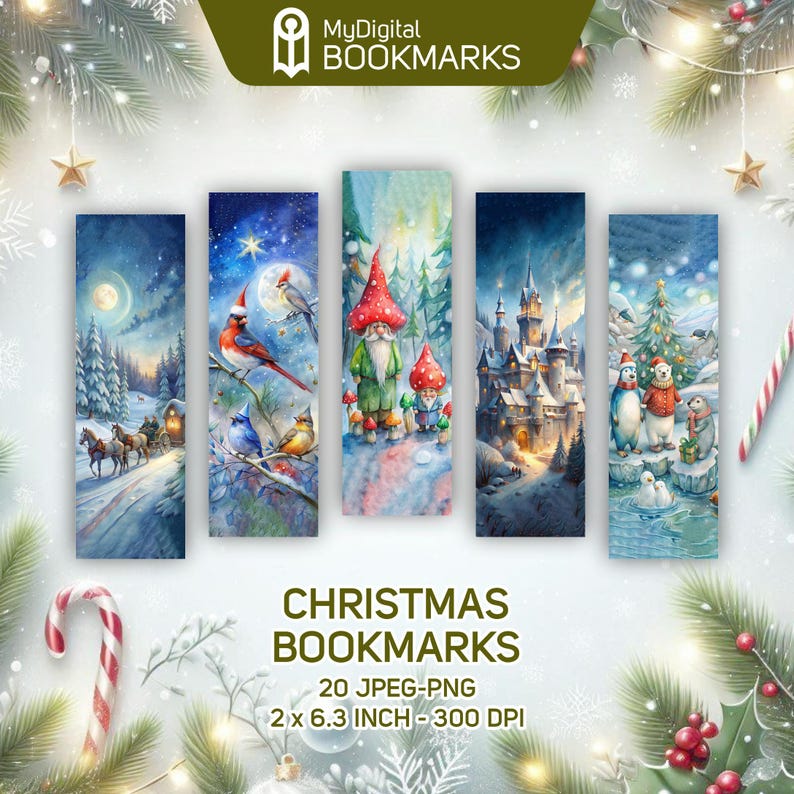 20 Mixed New Year Themed Printable Bookmarks | Digital Download JPG-PNG ...