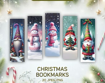 Christmas Bookmarks, Printable Christmas Bookmarks, Merry Christmas, 4 ...