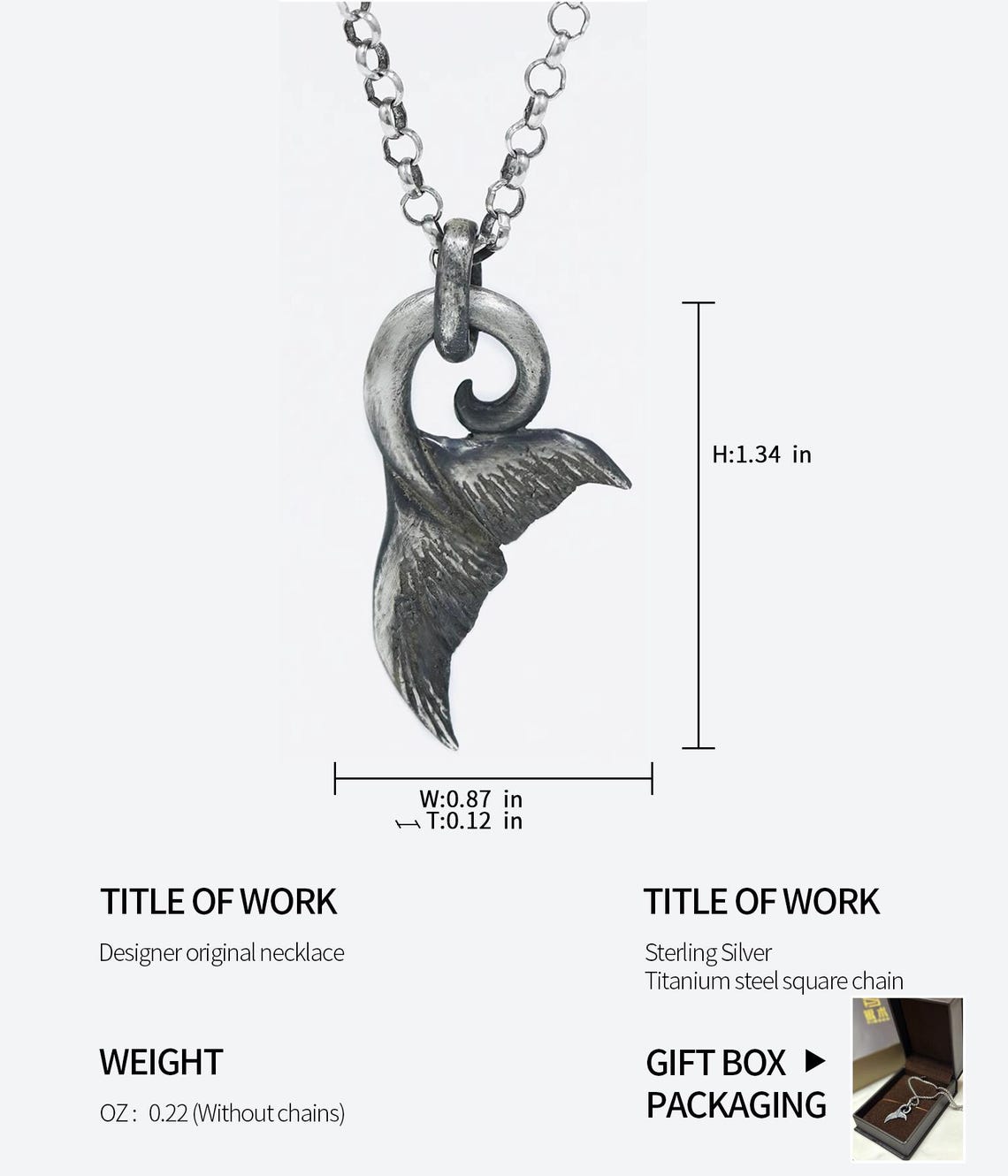 Handmade Sterling Silver Whale Tail Pendant Necklace - Ocean-inspired ...