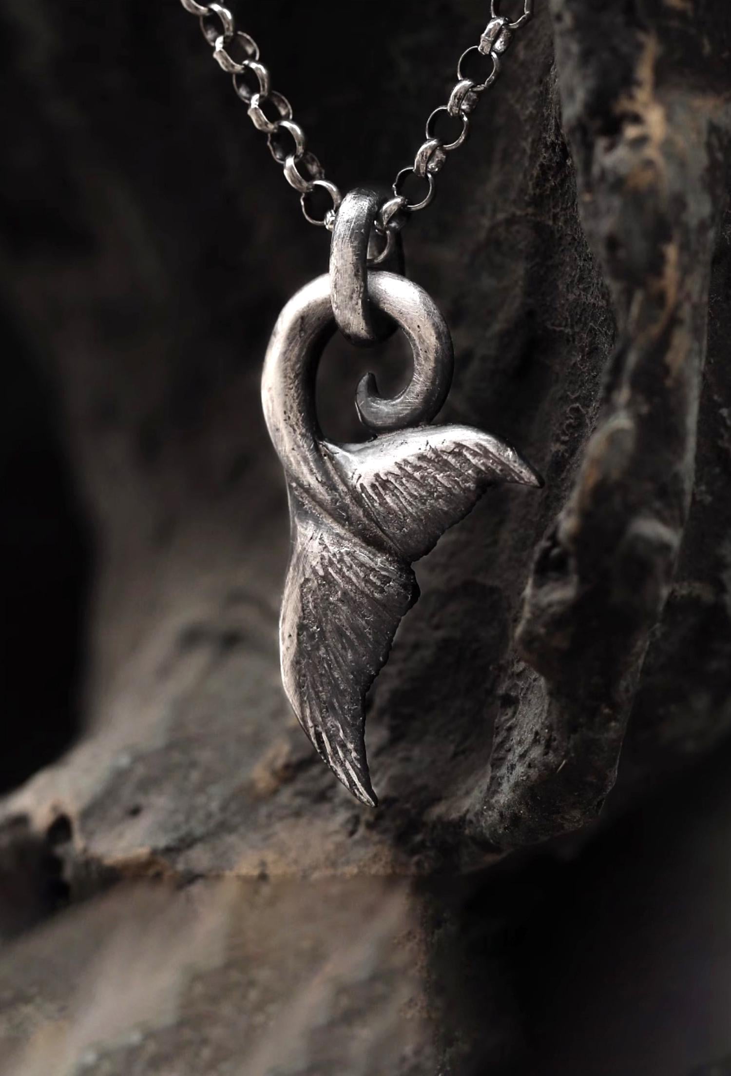 Handmade Sterling Silver Whale Tail Pendant Necklace - Ocean-inspired ...