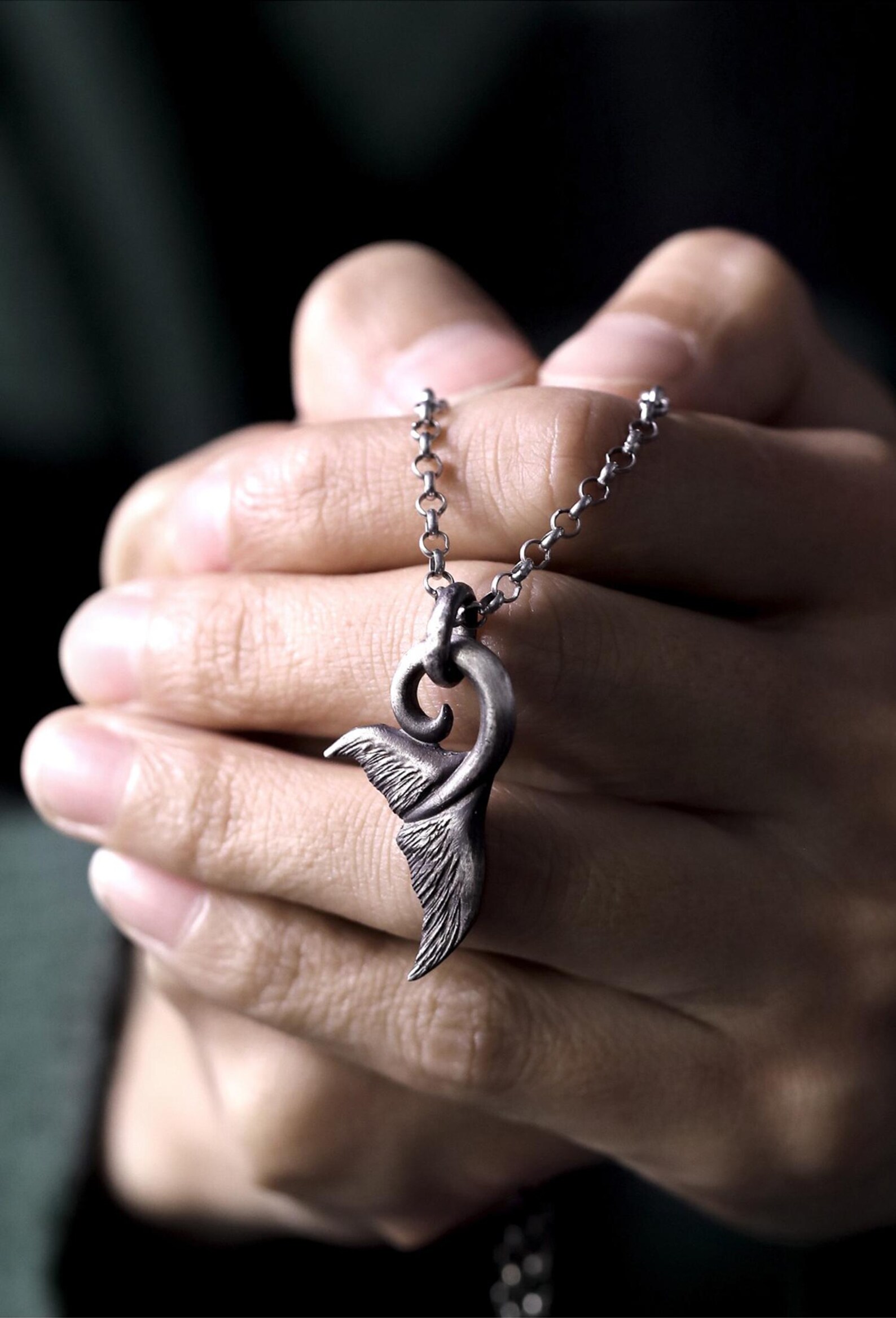 Handmade Sterling Silver Whale Tail Pendant Necklace - Ocean-inspired ...