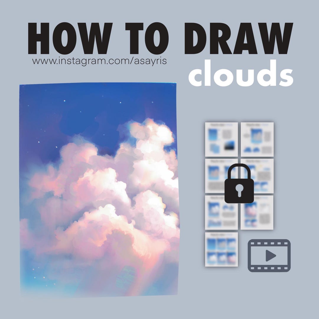 How to Draw Clouds, Sky, Process, Tutorial, Digital Art, Step-by-step ...