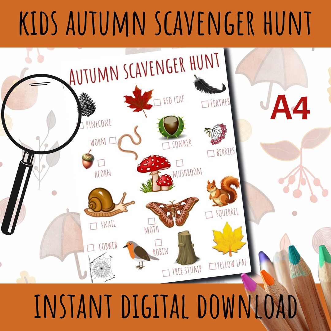 Autumn Scavenger Hunt Fall Nature Walk Autumn Treasure Hunt Fall Kids ...