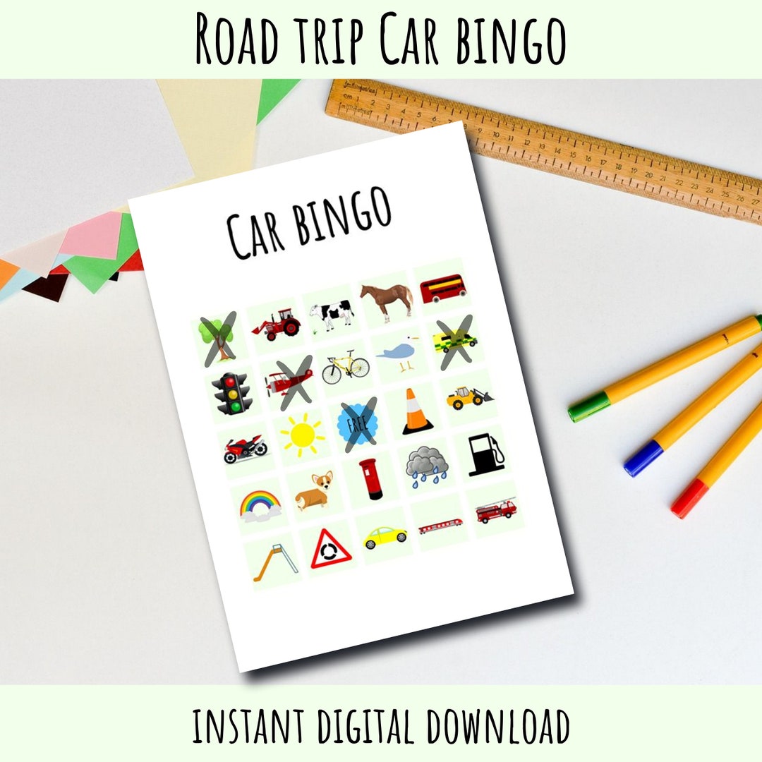 Car Trip Bingo Printable Bingo Instant Download Road Trip Bingo ...