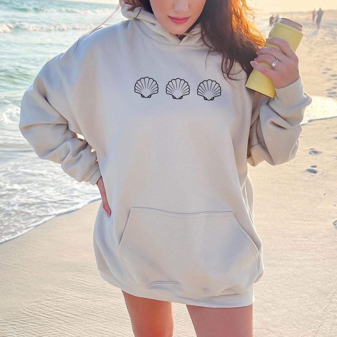 Seashell Hoodie: Retro Ocean Beachy Vibes - Etsy