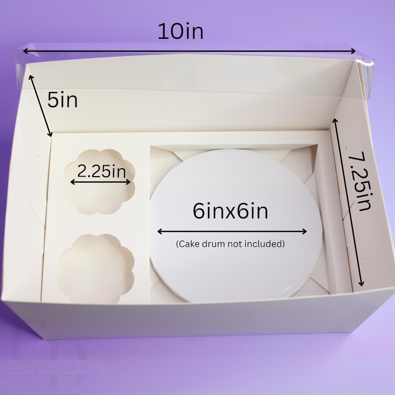 Bento Cake and 2 Cupcakes Box White Foldable Box With Clear Lid - Etsy
