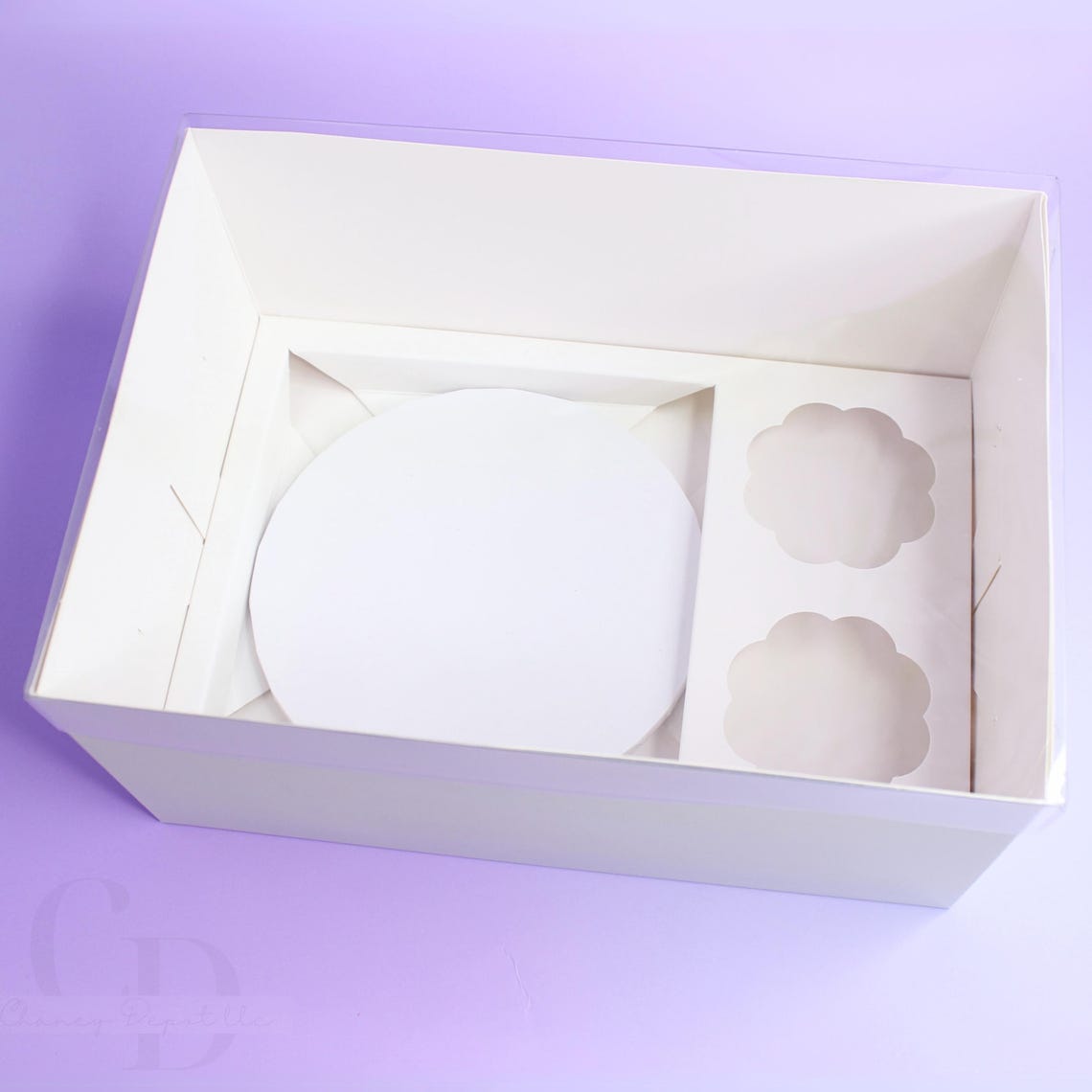 Bento Cake and 2 Cupcakes Box White Foldable Box With Clear Lid - Etsy