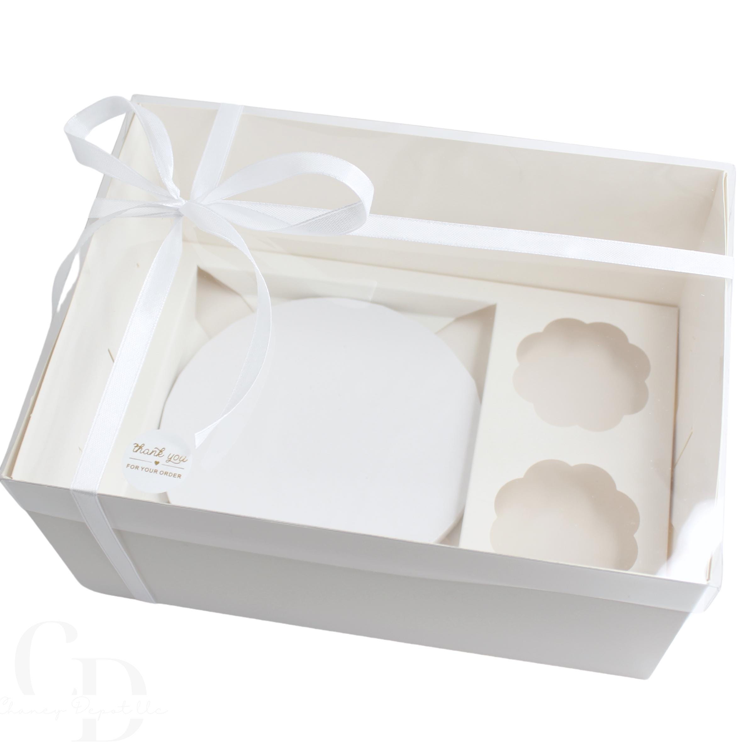 Bento Cake and 2 Cupcakes Box White Foldable Box With Clear Lid - Etsy