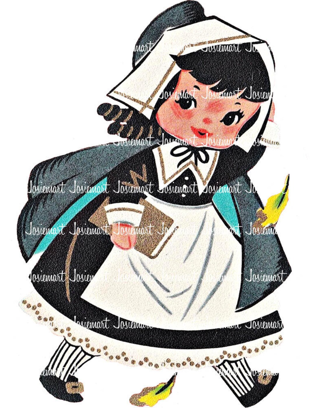 Thanksgiving Clipart - Pilgrim Illustration - Vintage Digital Download ...