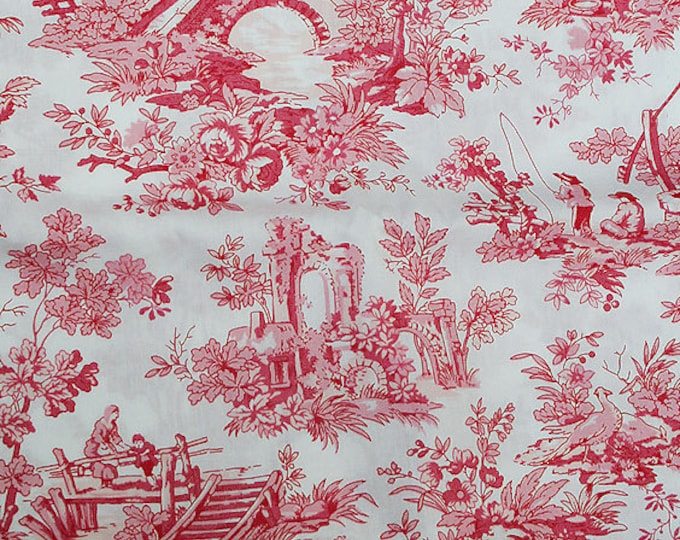 Pink Toile French Shabby Fabric 1 Yard Discontinued LAST - Etsy