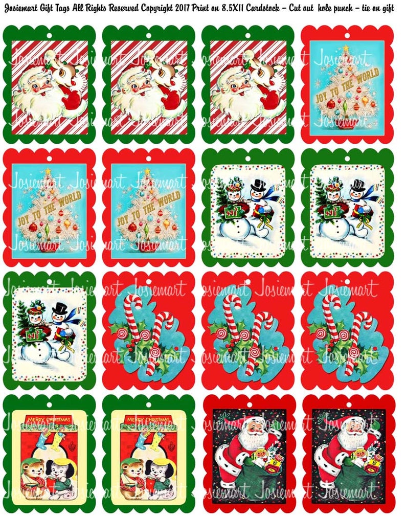 Christmas Gift Tags Instant Download Printable Tags Vintage - Etsy