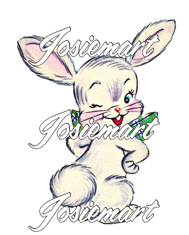 Vintage Digital Download Winking Bunny Vintage Image Collage Large JPG ...