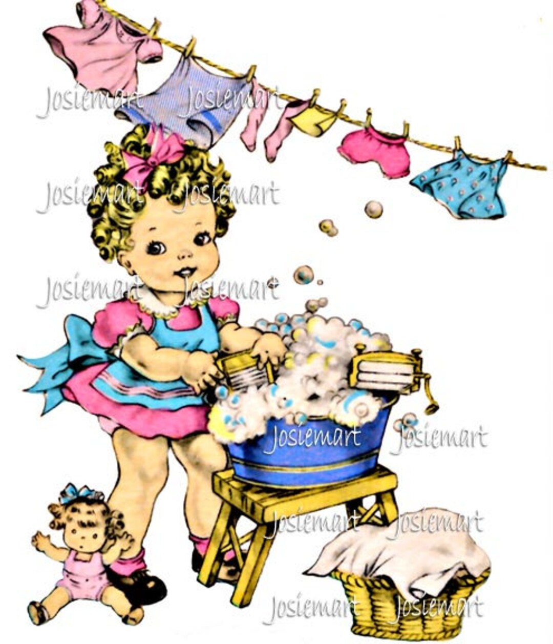 Digital Download Wash Day Girl 1930s Vintage Image Collage Large JPG ...