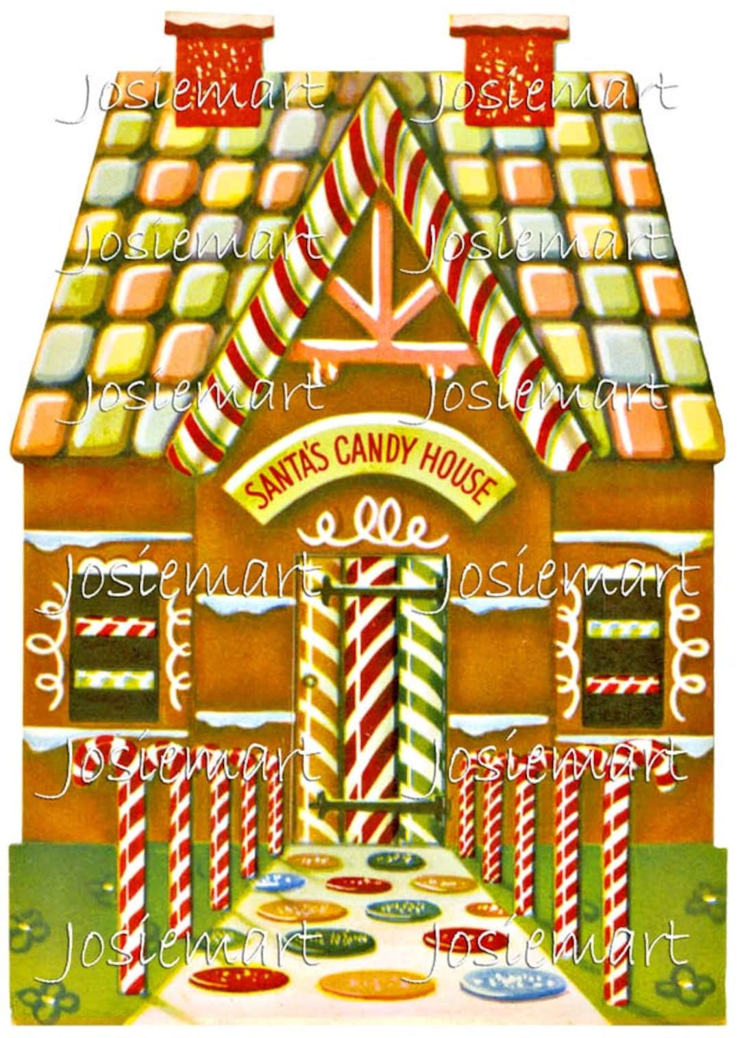 Vintage Digital Download Santa Gingerbread House Christmas Vintage ...