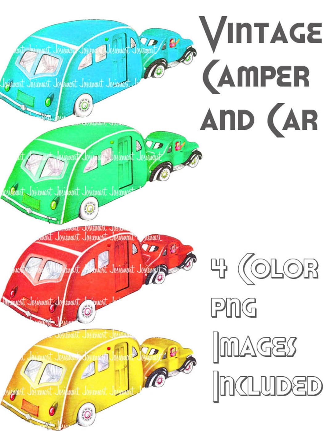Vintage Camper and Car Single Images - Digital Download Camper 4 ...