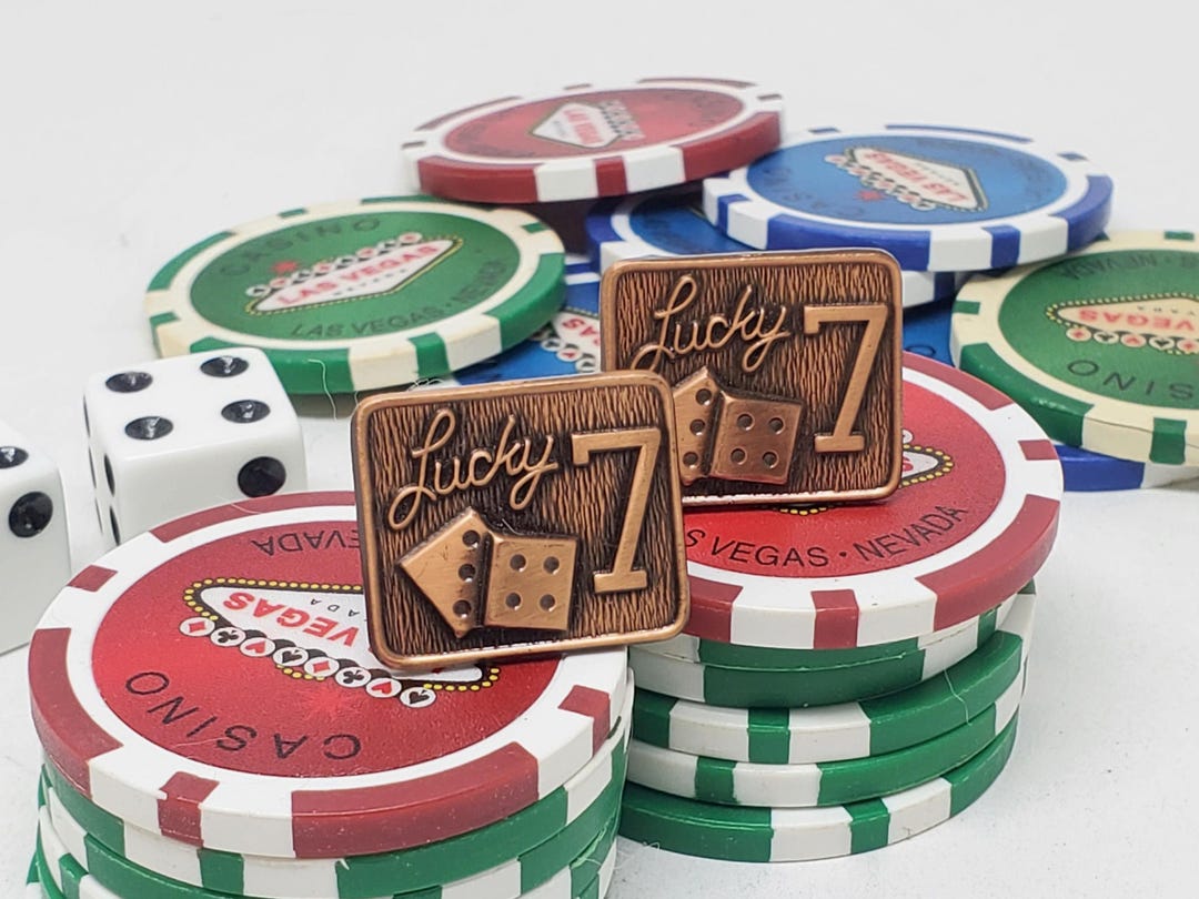 Casino Theme Lucky 7 Copper Cuff Links - Vintage Square Men's ...