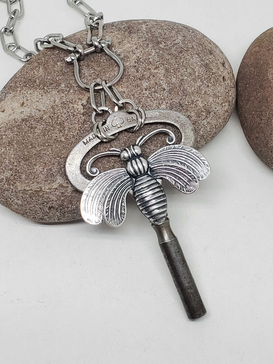 Moth Jewelry - Key Jewelry - Repurposed English Clock Key Necklace ...
