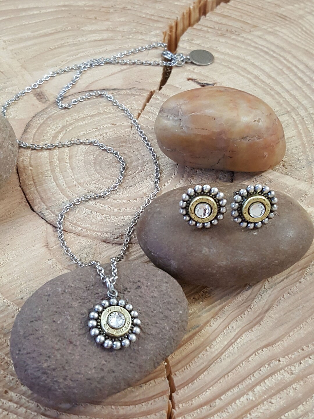 Bullet Jewelry Set - Gift Set - Petite Round Beaded Bezel Bullet ...