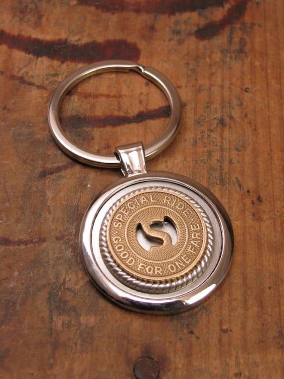 Initial S Coin Key Ring Personalized Accessories Subway | Etsy