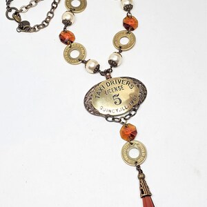Upcycled Taxi Driver Badge & Amusement Token Necklace Quincy Illinois ...
