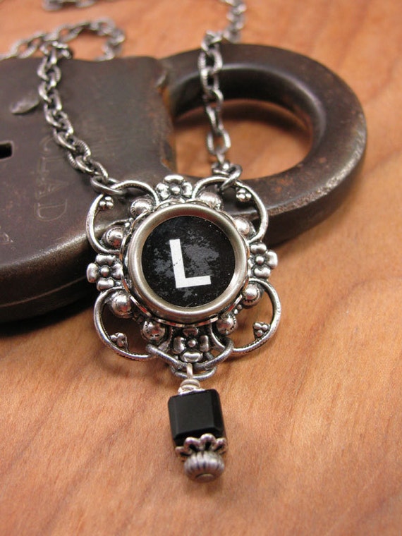 LUCKY Clover Shape Typewriter Key Necklace Typewriter | Etsy