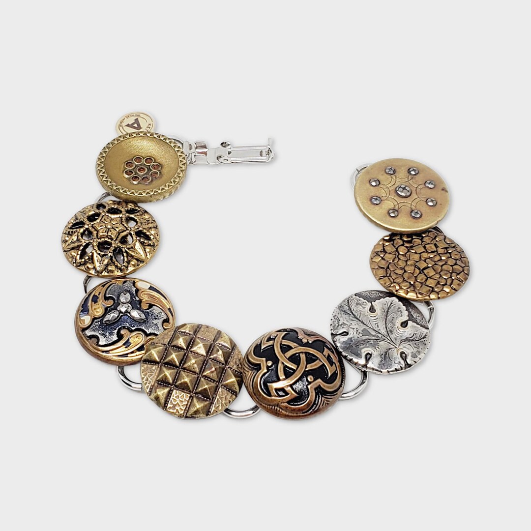 Antique Button Bracelet - Vintage Picture Button Jewelry, Repurposed ...