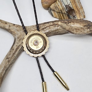 Bolo Tie - Concho Style Shotgun Casing Leather Bolo Tie - Men's Bullet ...