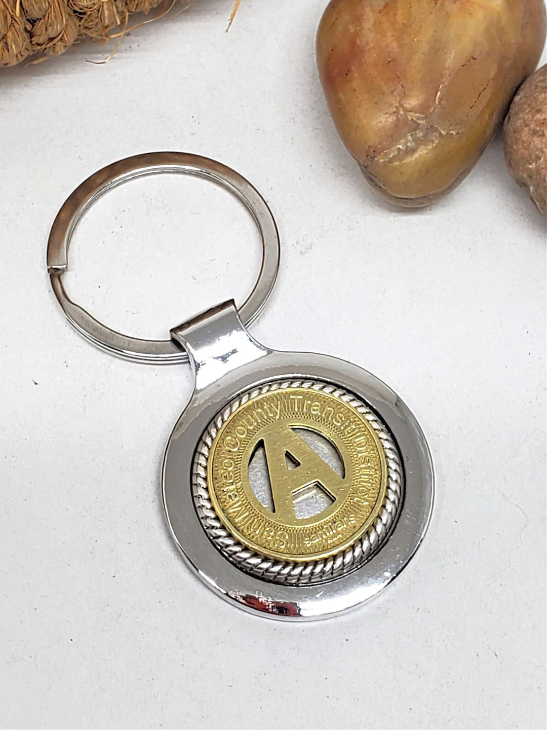 Coin Jewelry - Keychain - Key Ring - Initial A Personalized Transit ...