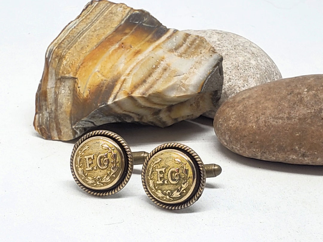 Men's Gold Cuff Links - Repurposed RARE "f. Co." Fireman FD Brass Cuff ...