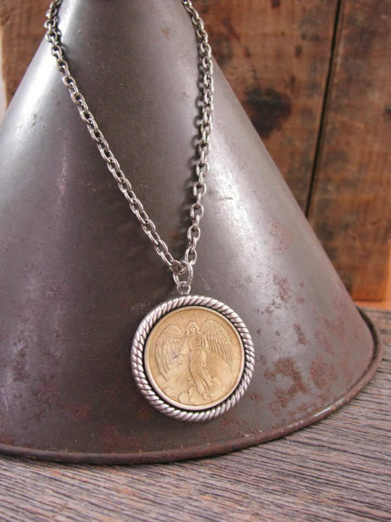Guardian Angel Coin Necklace Coin Jewelry Gift for Her | Etsy