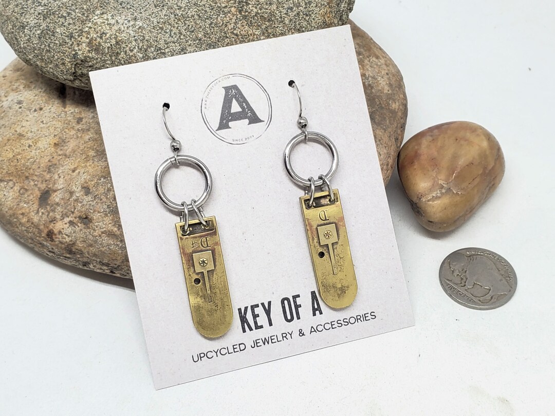 Upcycled Pump Organ Solid Brass Reed Earrings - Industrial Style ...