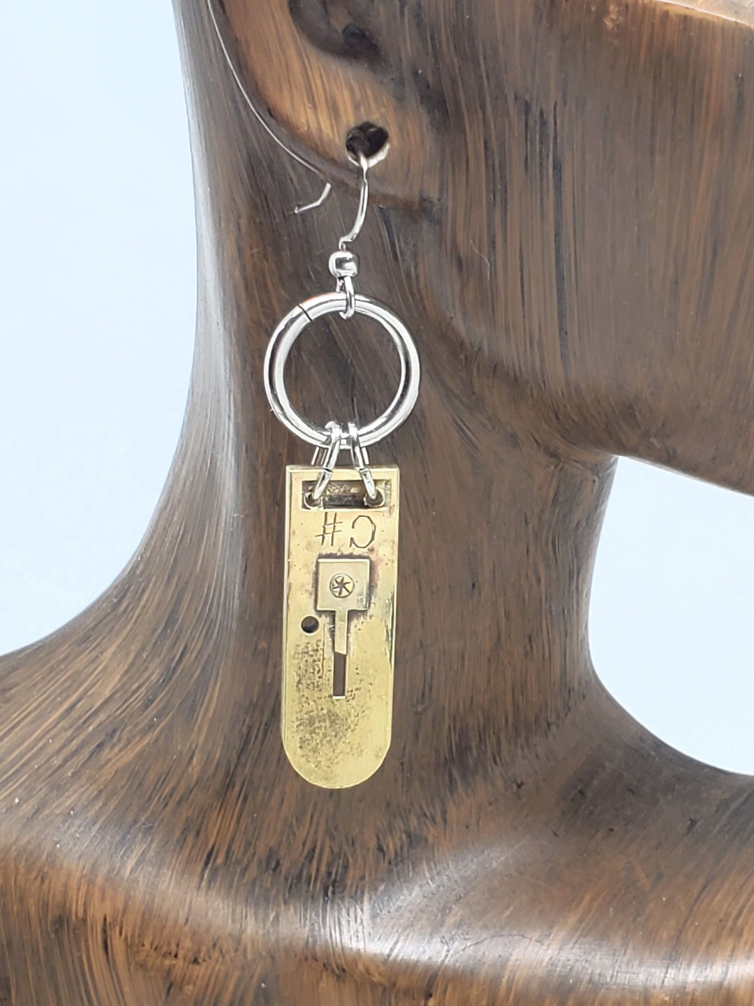 Upcycled Pump Organ Solid Brass Reed Earrings - Industrial Style ...