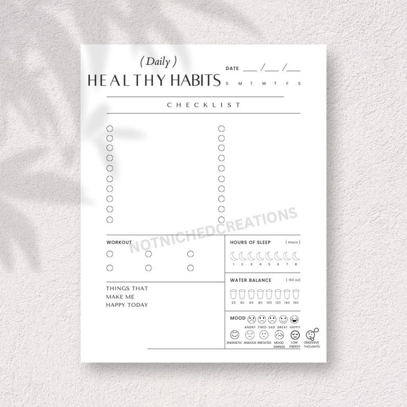 Neurodivergent (ADHD) Daily Healthy Habits Checklist - Printable ...