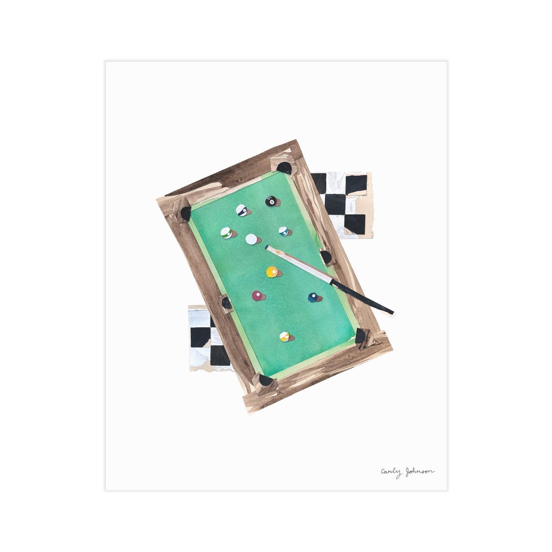 Billiards Wall Art Print, Pool Table Decor, Game Room Aesthetic ...