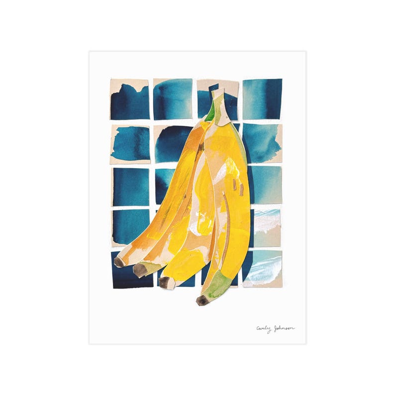 Bright Banana Unframed Print, Colorful Wall Art for Kitchen Decor ...