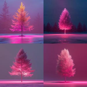 24 Neon Pink Christmas Tree Clipart, Holiday Decor Illustration, Winter ...