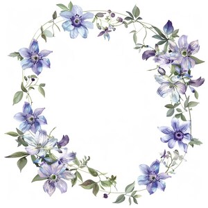 24 Floral Wreath Watercolor Clipart Flowers Botanical Frame Clipart DIY ...