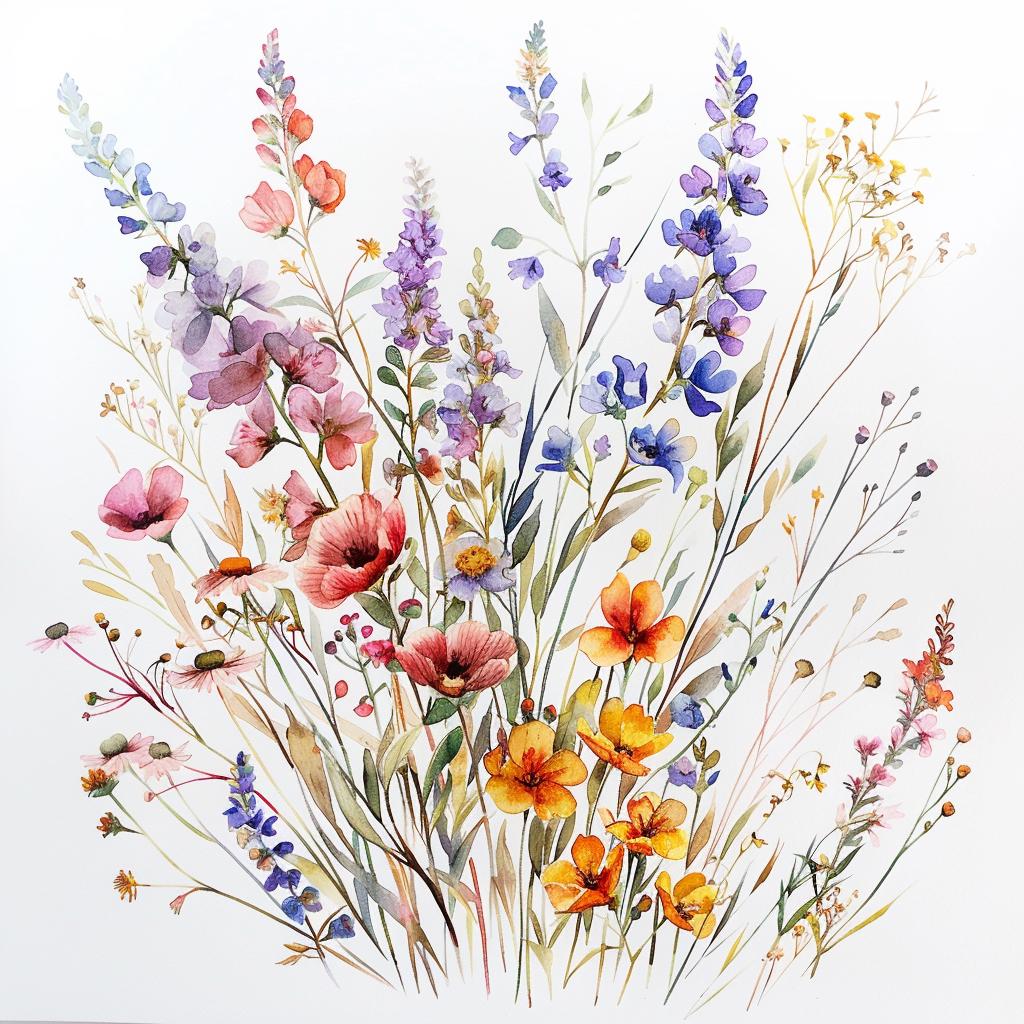 24 Watercolor Wildflowers Clipart, Flower Illustrations, Floral ...