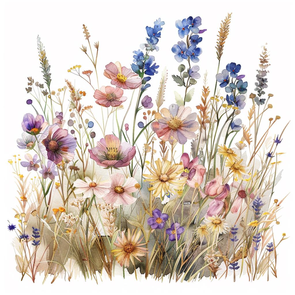 24 Watercolor Wildflowers Clipart, Flower Illustrations, Floral ...