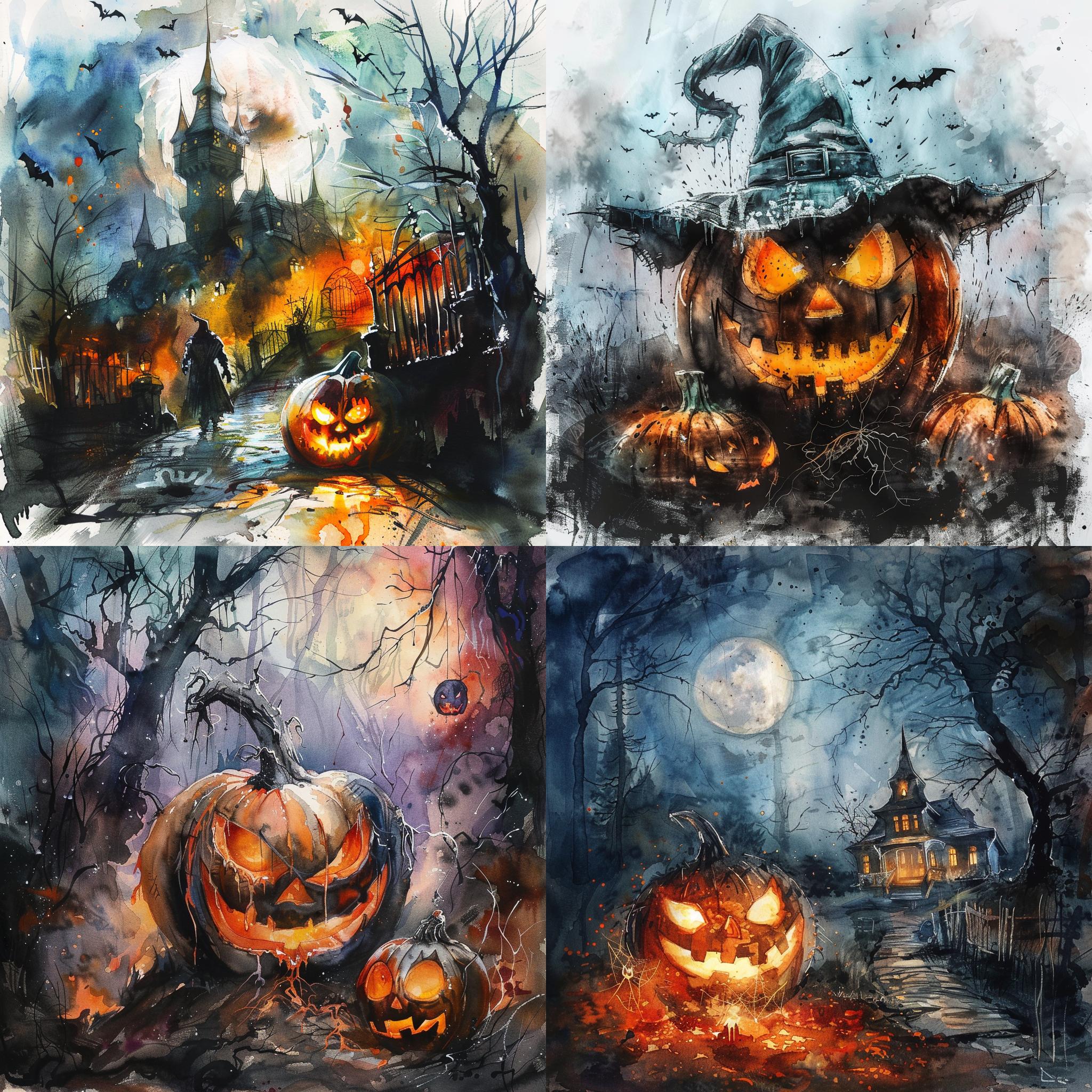 24 Spooky Halloween Pumpkin Clipart, Digital Download Jack O Lantern ...