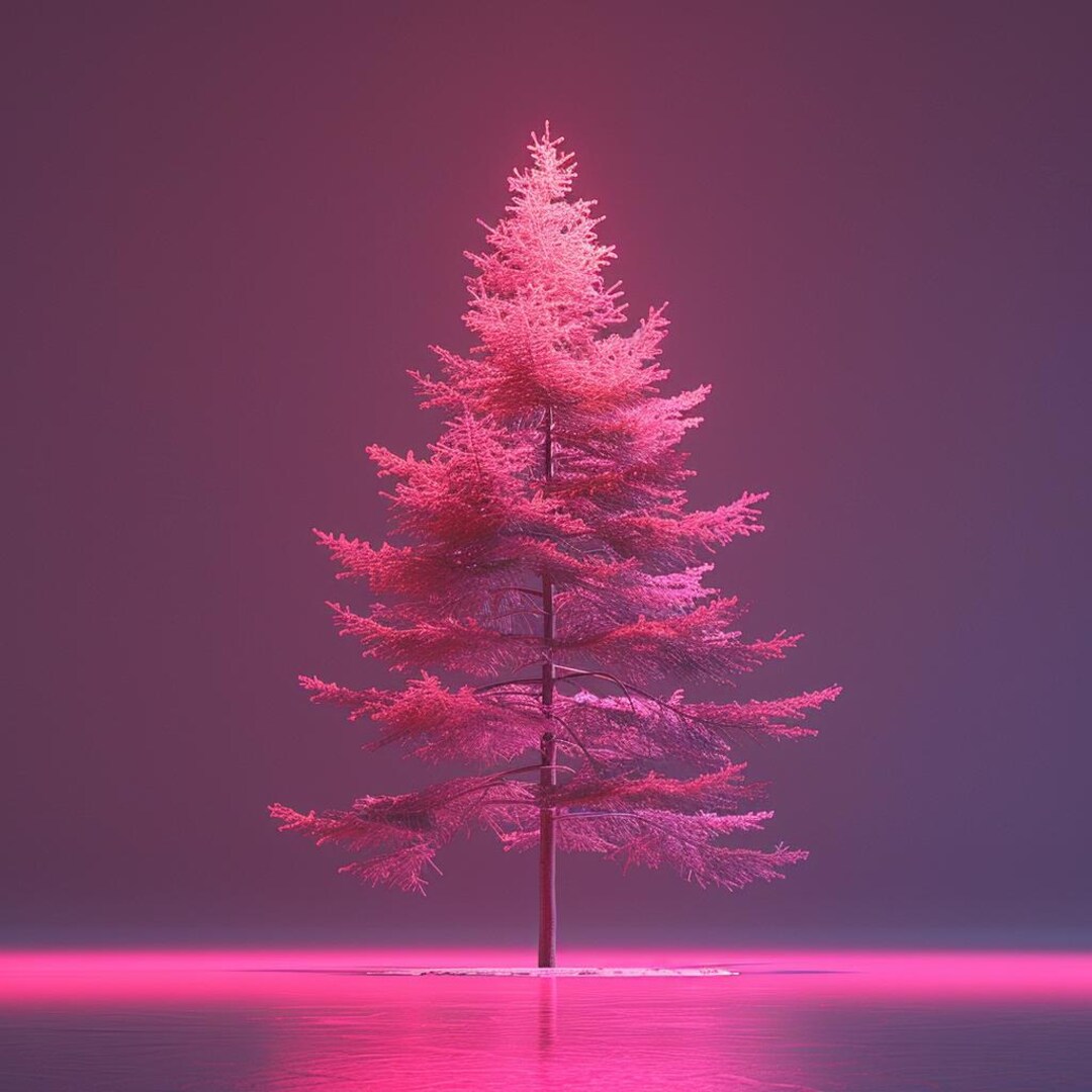 24 Neon Pink Christmas Tree Clipart, Holiday Decor Illustration, Winter ...