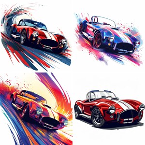 24 Vintage Racing Car Clipart, Classic Car Illustration, Retro Sports ...