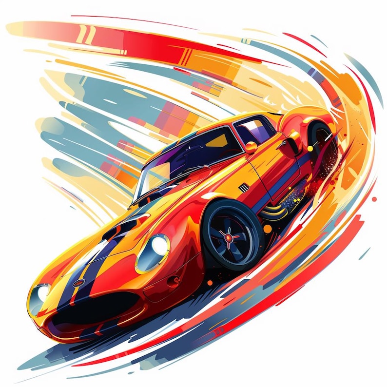 24 Vintage Racing Car Clipart, Classic Car Illustration, Retro Sports ...