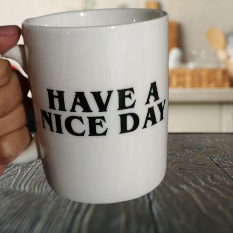 Have a Nice Day Middle Finger Mug Black and White Coffee Cup, Sarcastic ...