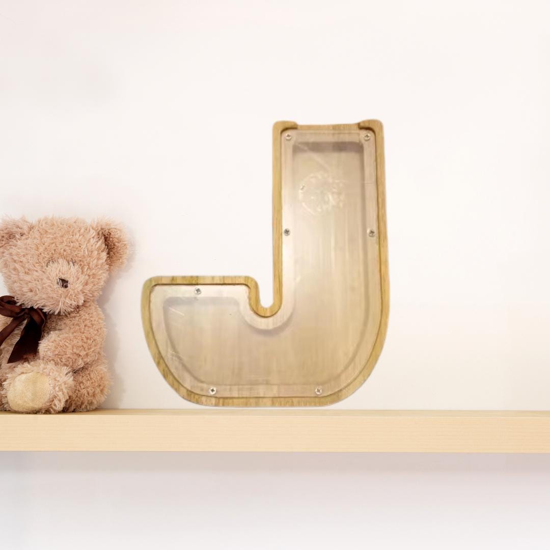 Personalised Alphabet Money Box Rubber Wood Letter Bank, 20cm Tall - Etsy