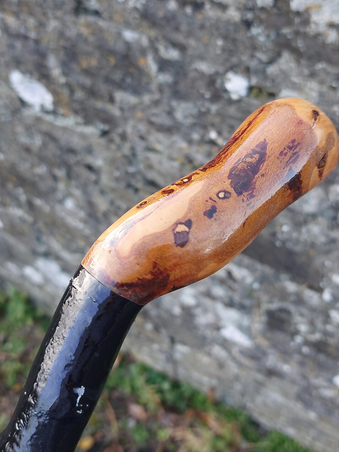 Handcrafted Blackthorn Walking Stick With Gloss Black Finish and ...