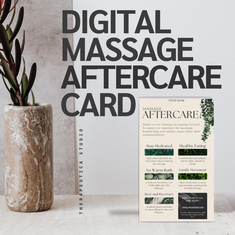 Digital Aftercare Card for Massage – Canva Template, Instant Use - Etsy
