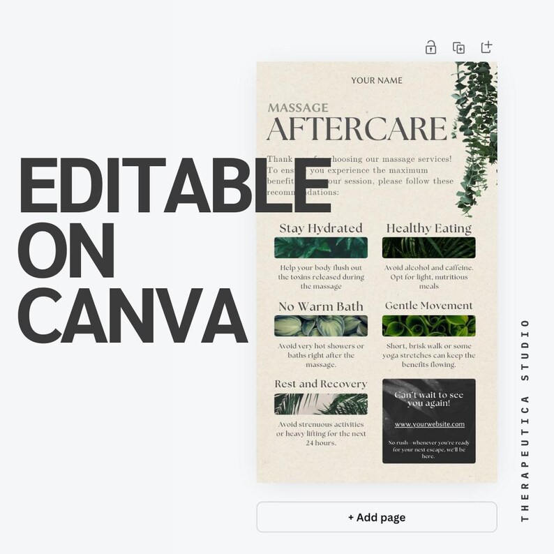 Digital Aftercare Card for Massage – Canva Template, Instant Use - Etsy