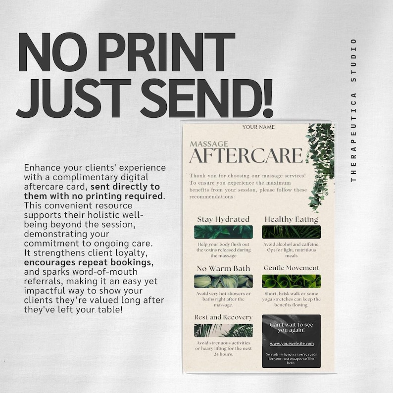 Digital Aftercare Card for Massage – Canva Template, Instant Use - Etsy